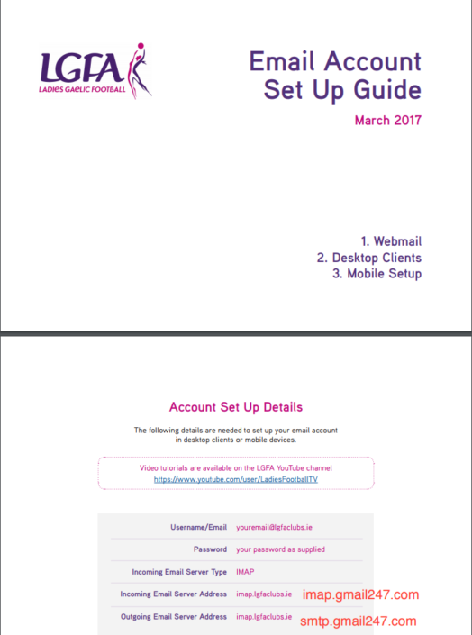 NEW: LGFA Email Account Setup Instructions – Cork LGFA