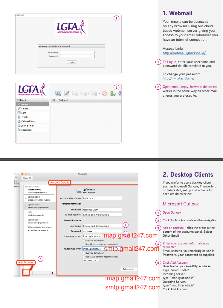 NEW: LGFA Email Account Setup Instructions – Cork LGFA